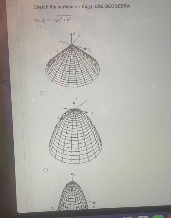 Solved Sketch the surface z=f(x,y). USE GEOGEBRA | Chegg.com