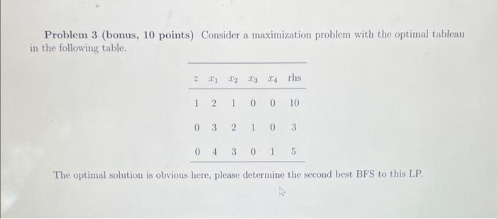 Problem 3 (bonus, 10 points) Consider a maximization | Chegg.com