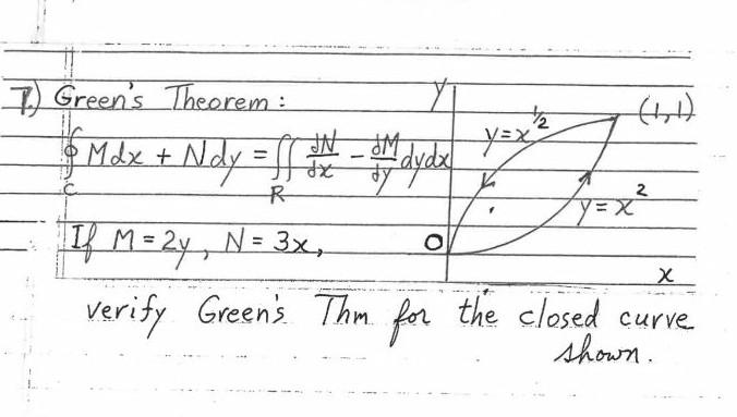 Solved OM dx R 2 7.) Green's Theorem: Yi y=xy Mdx + Ndy = ff | Chegg.com