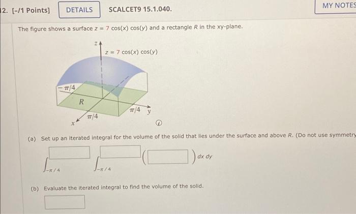 Solved The figure shows a surface z=7cos(x)cos(y) and a | Chegg.com Solved The figure shows a surface z=7cos(x)cos(y) and a | Chegg.com