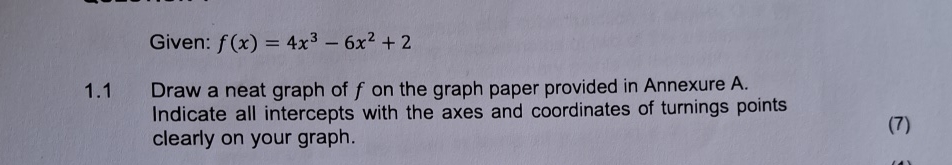 Solved Given: f(x)=4x3-6x2+21.1 ﻿Draw a neat graph of f ﻿on | Chegg.com