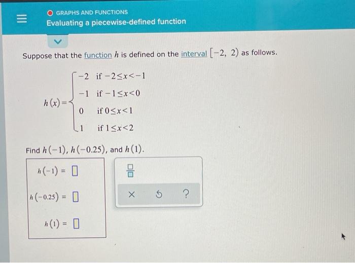 Solved OGRAPHS AND FUNCTIONS Evaluating a piecewise-defined | Chegg.com