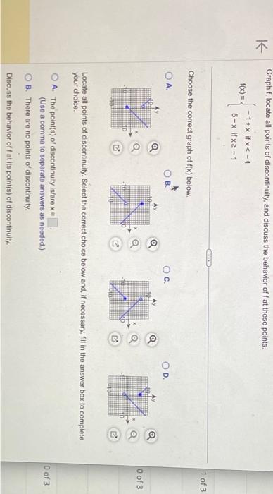 Solved Graph f, locate all points of discontinuity, and | Chegg.com