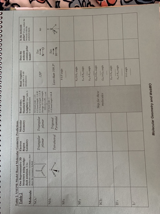 Solved Molecular Geometry: Lab Report Form Complete one | Chegg.com
