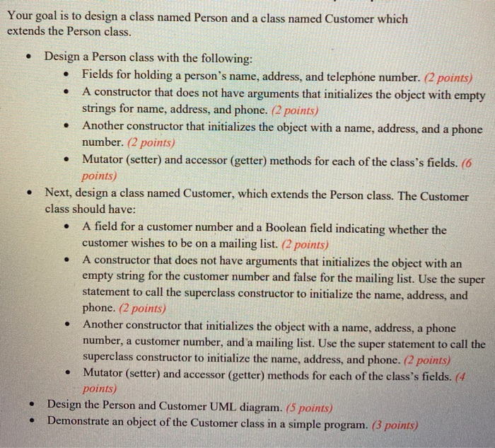 Solved Your Goal Is To Design A Class Named Person And A