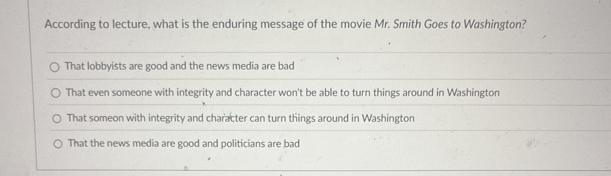 Solved According to lecture, what is the enduring message of | Chegg.com
