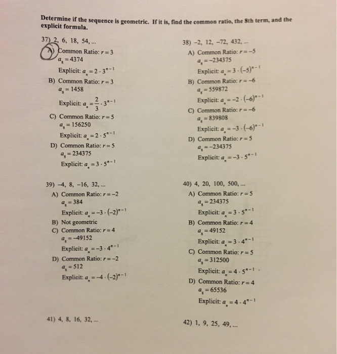 Solved Determine if the sequence is geometric. If it is, | Chegg.com