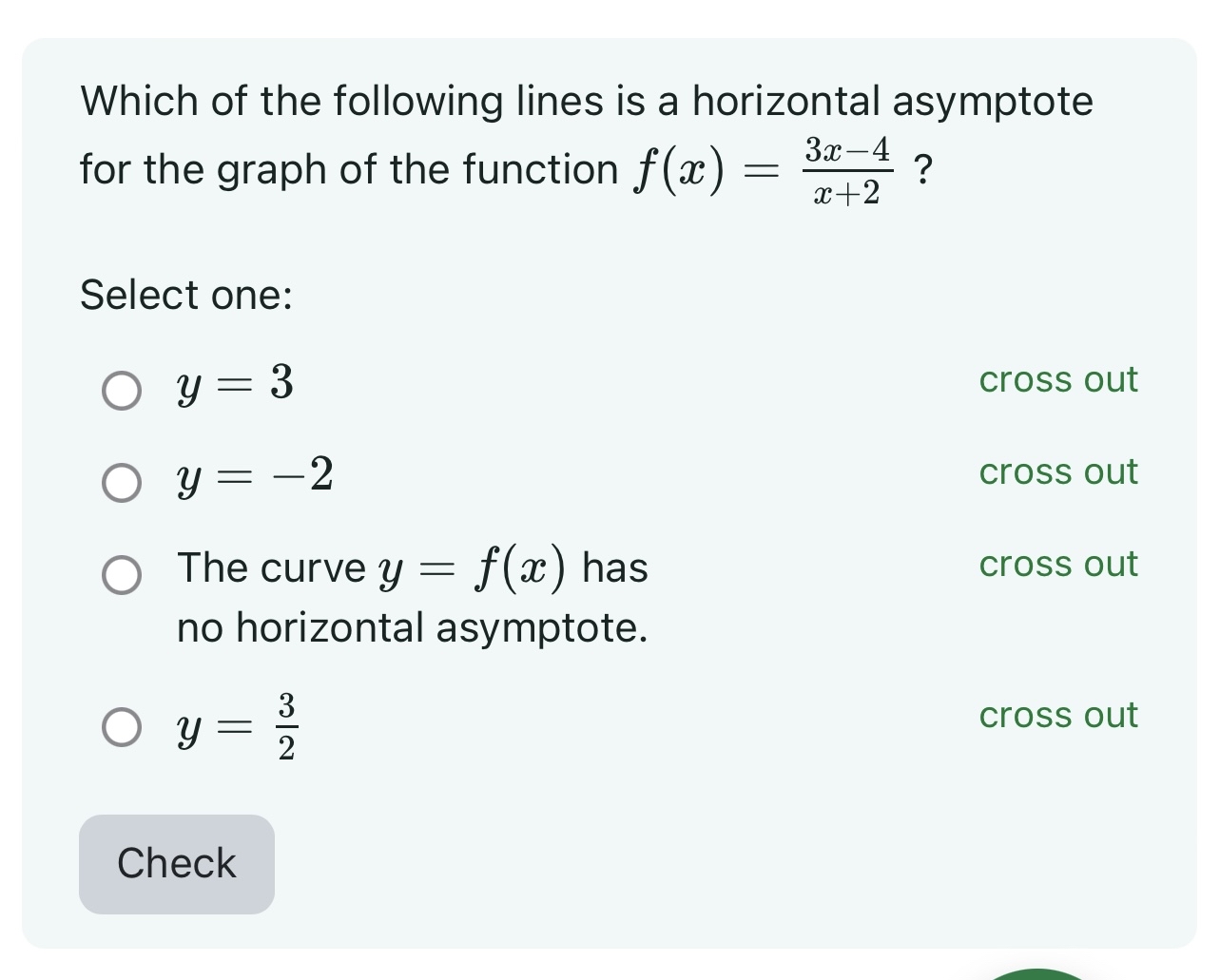 Solved Which of the following lines is a horizontal | Chegg.com