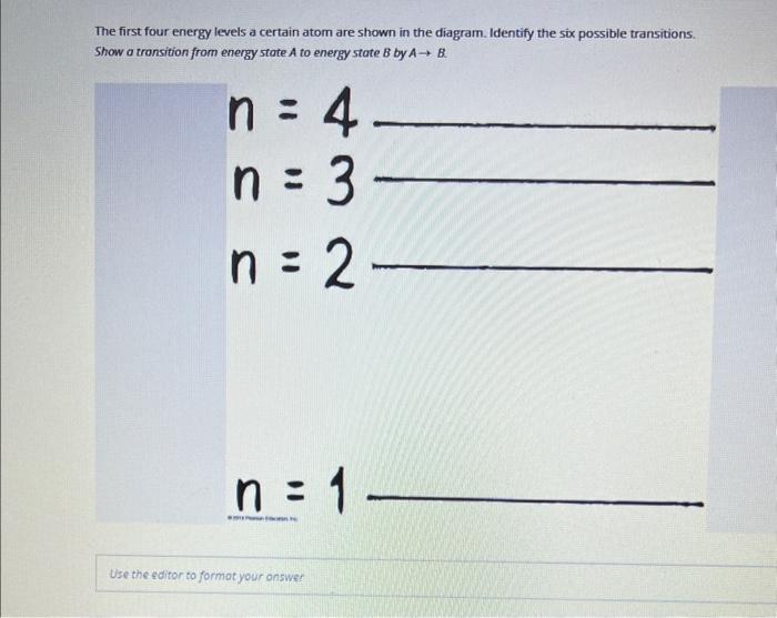 Solved The first four energy levels a certain atom are shown | Chegg.com