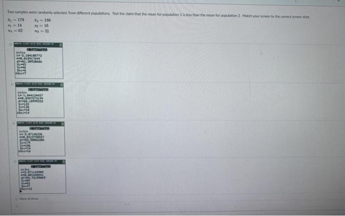 Solved Two samples were randomly selected from different | Chegg.com