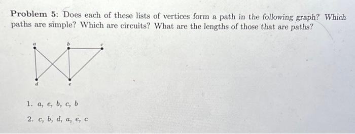 Solved Problem 5: Does each of these lists of vertices form | Chegg.com