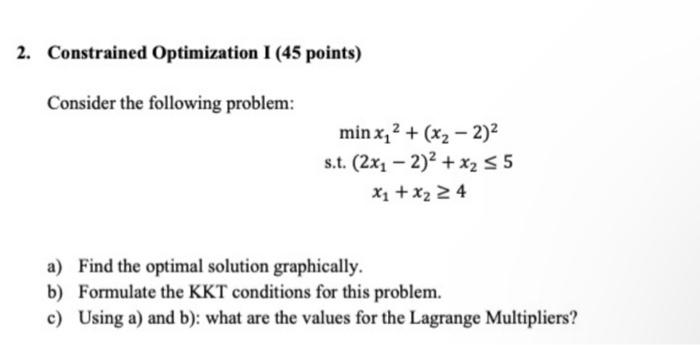 Solved 2. Constrained Optimization I (45 points) Consider | Chegg.com