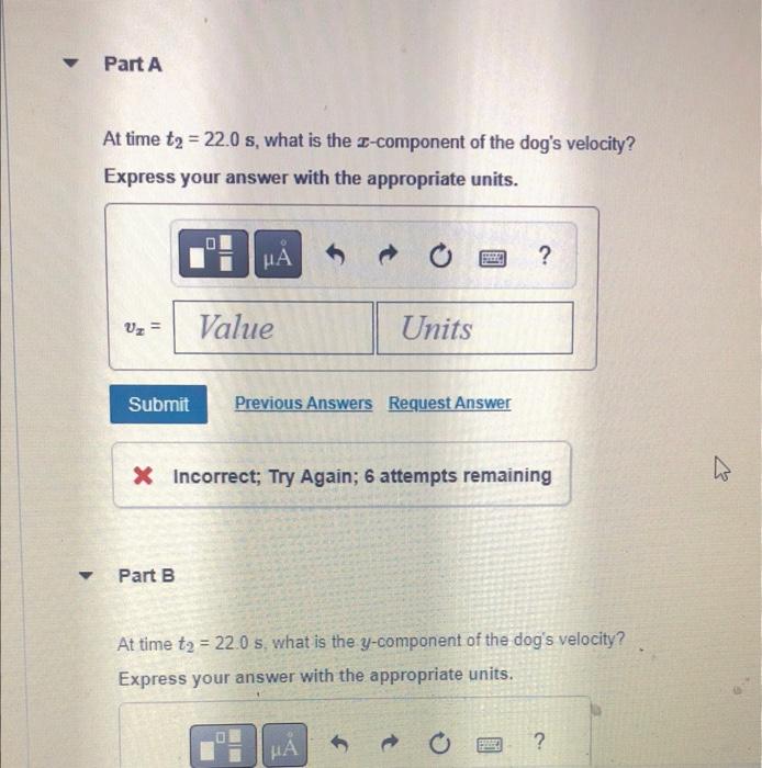 Solved A dog running in an open field has components of | Chegg.com