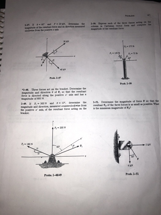 Solved PROBLEMS 2-50 201 6 d F 20 N, determine the magnitude | Chegg.com