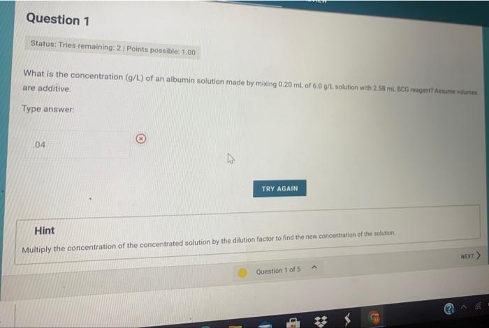 Solved Question 1 Status: Tries remaining: 21 Points | Chegg.com