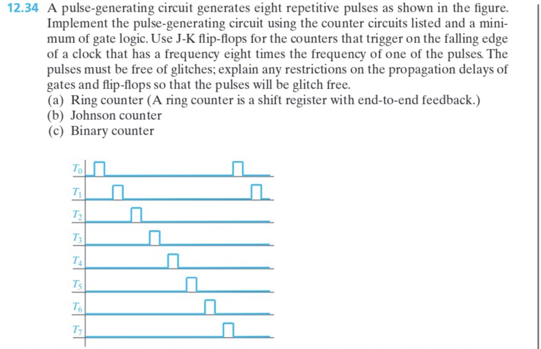 Solved 12.34 ﻿A pulse-generating circuit generates eight | Chegg.com