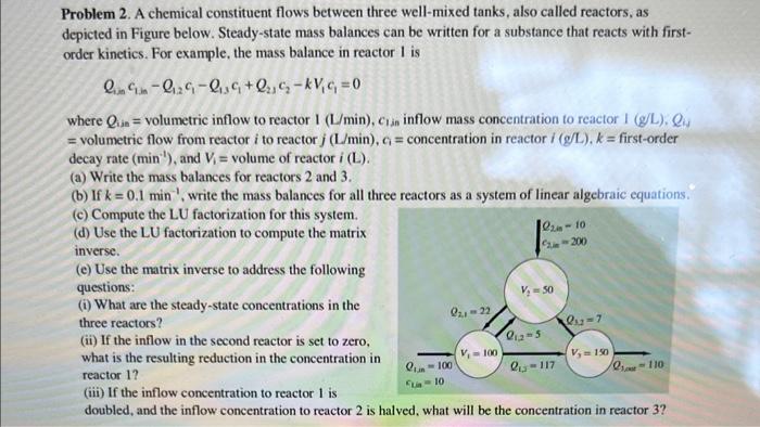 Problem 2. A chemical constituent flows between three | Chegg.com