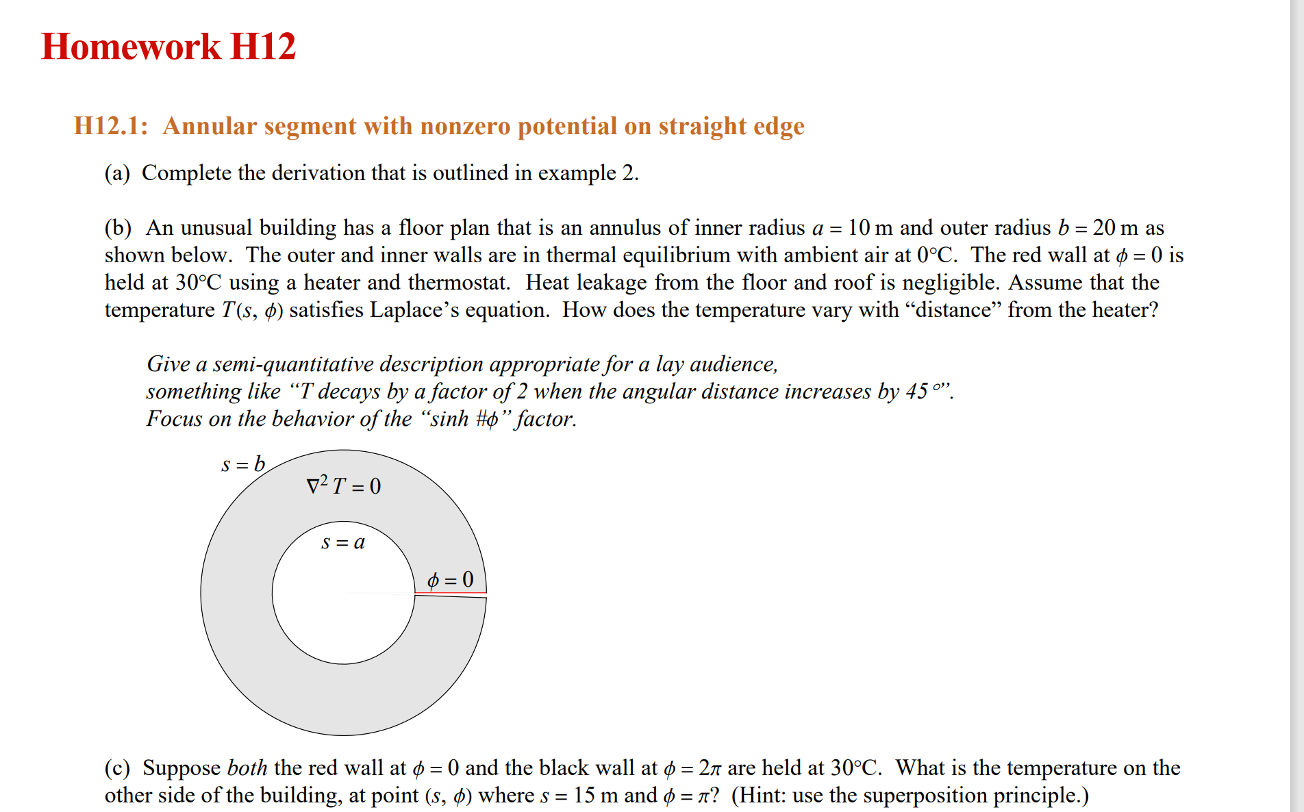 Solved Homework H12H12.1: Annular segment with nonzero | Chegg.com