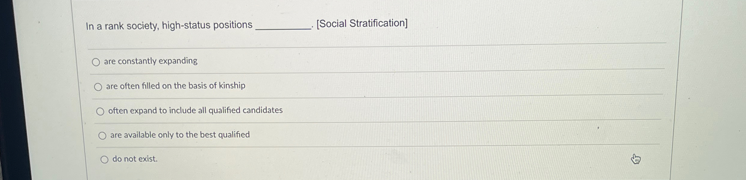 Solved In a rank society, high-status positions [Social | Chegg.com