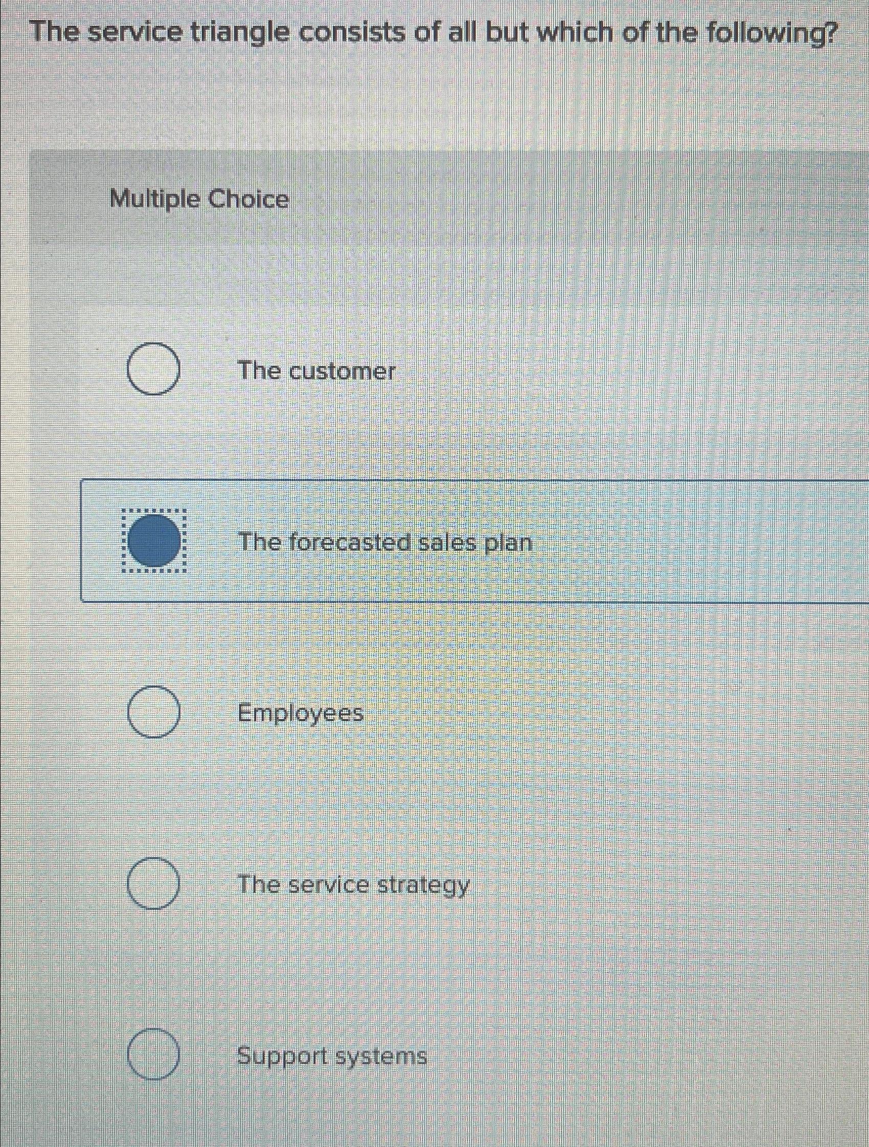 Solved The service triangle consists of all but which of the | Chegg.com