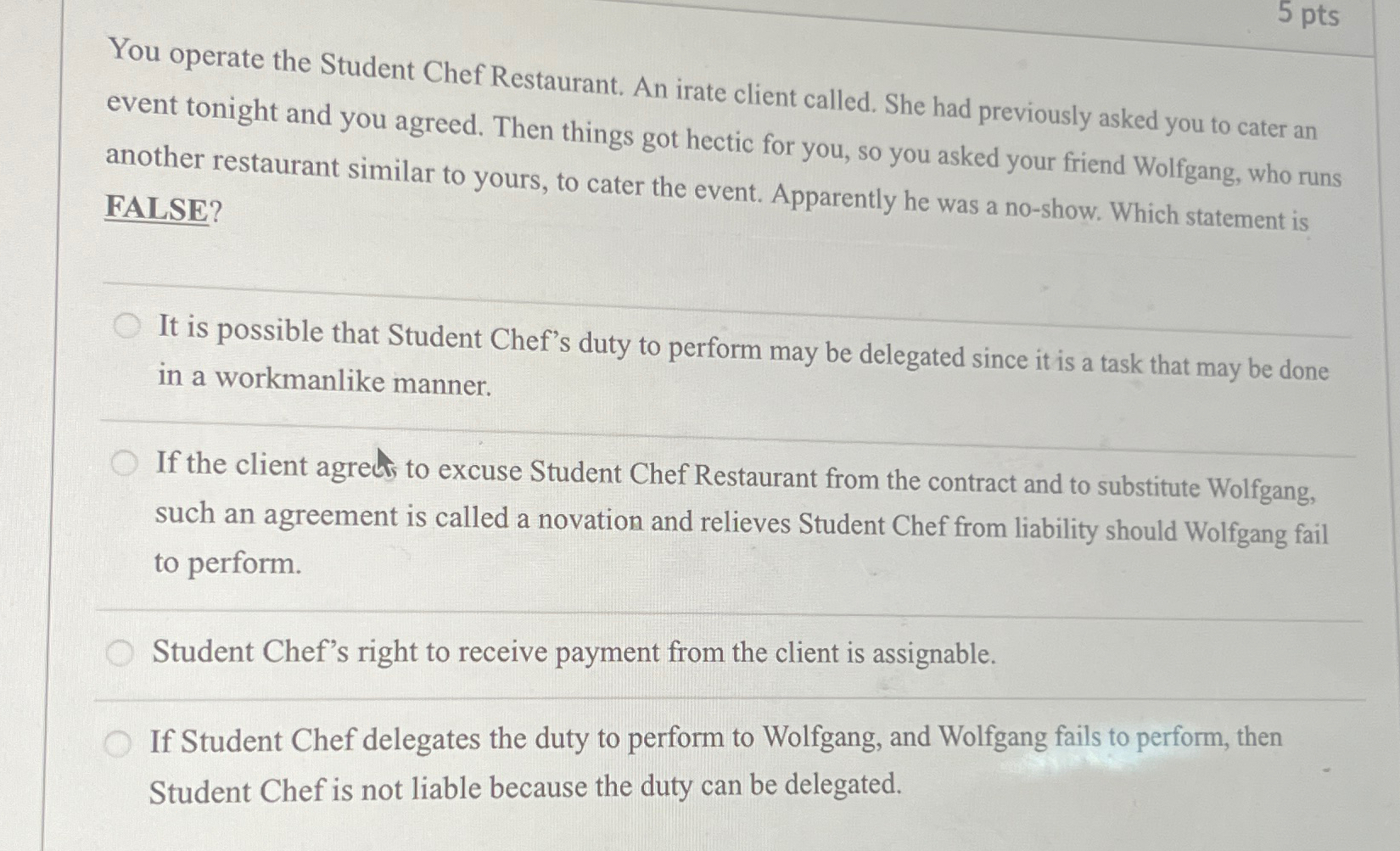 Solved 5 ﻿ptsYou operate the Student Chef Restaurant. An | Chegg.com