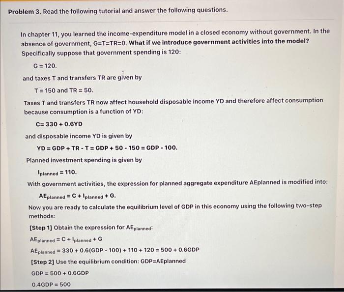 Solved Problem 3. Read the following tutorial and answer the | Chegg.com