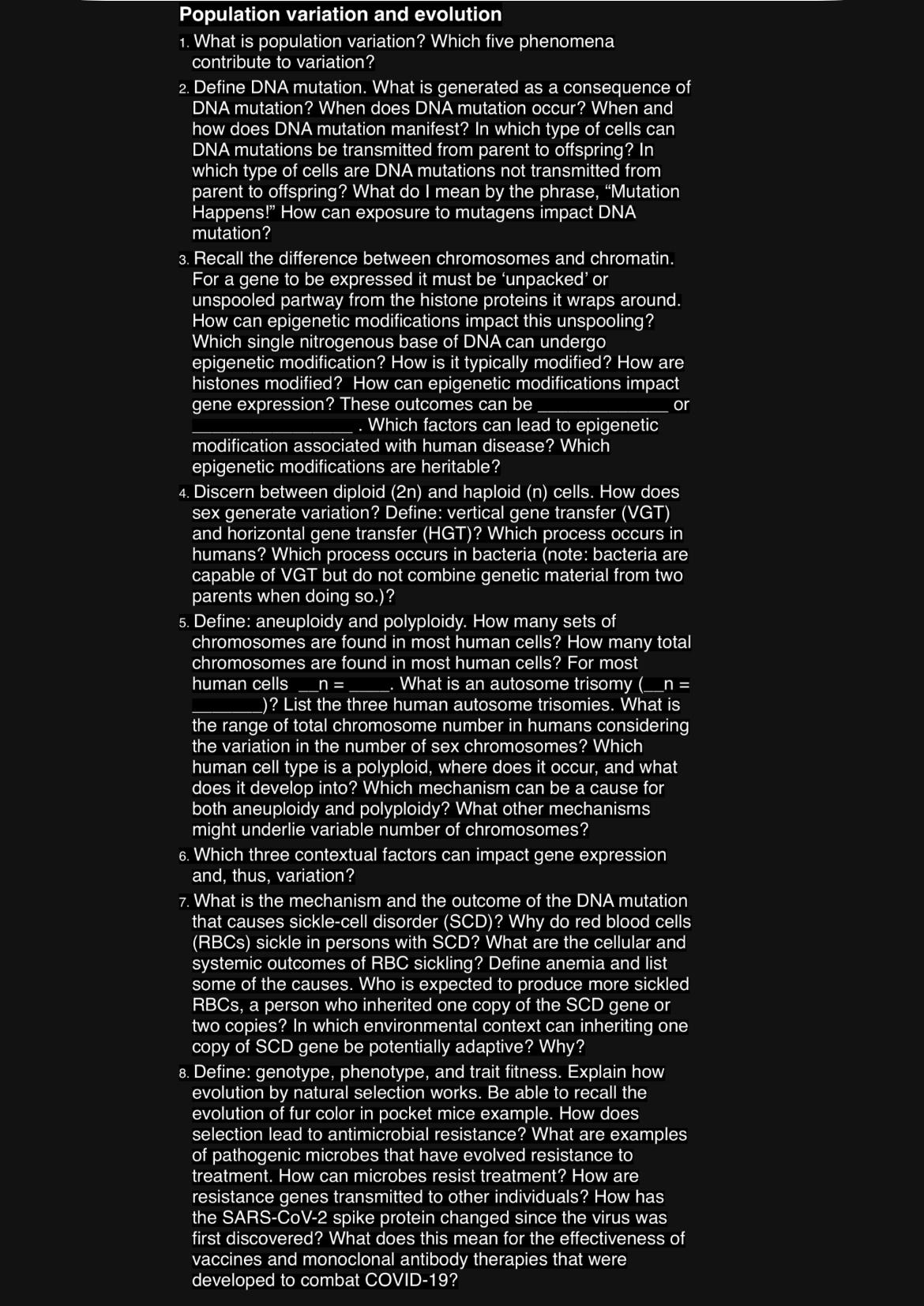 Solved Population variation and evolutionWhat is population | Chegg.com