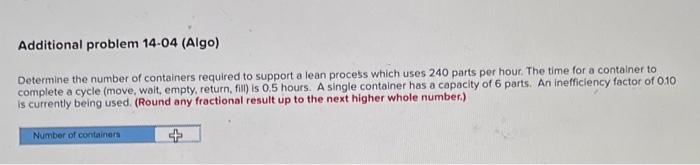Solved Additional problem 14.04 (Algo) Determine the number | Chegg.com