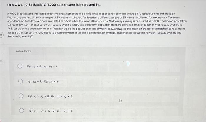 Solved TB MC Qu. 10−61 (Static) A 7,000-seat theater is | Chegg.com