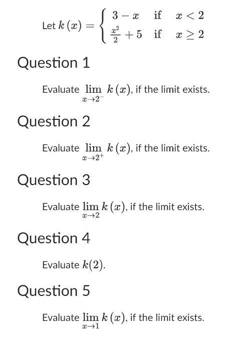 Solved Let k(x)={3-x if x
