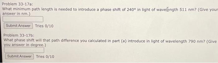 Solved Problem 33-17a: What minimum path length is needed to | Chegg.com