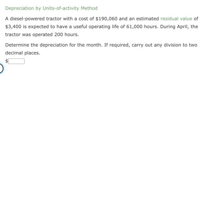 Solved Depreciation by Units-of-activity Method A | Chegg.com