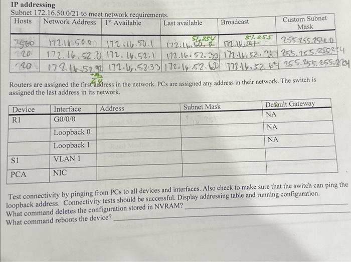 Solved give me address subnet and default gateway for r1 s1 | Chegg.com