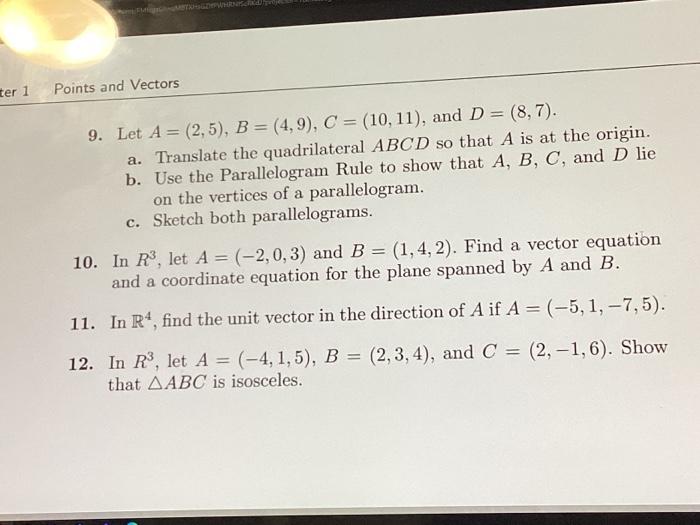 Solved 9. Let A=(2,5),B=(4,9),C=(10,11), and D=(8,7). a. | Chegg.com
