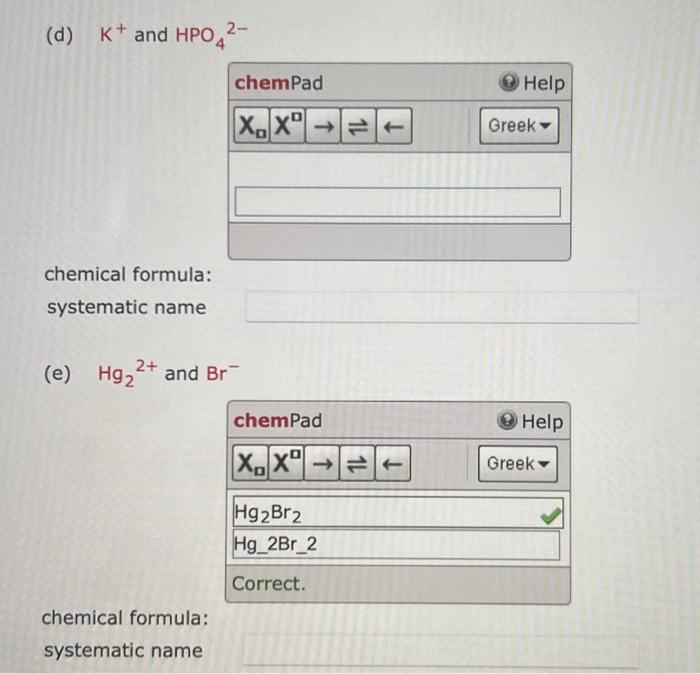 Solved Parts B, C, D, and EWrite the chemical formulas and | Chegg.com