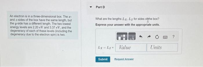 Solved An electron is in a three-dimensional box. The x What | Chegg.com