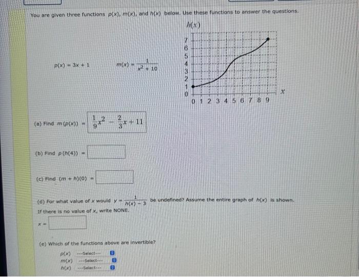 Solved You are given three functions p(x),m(x), and h(x) | Chegg.com