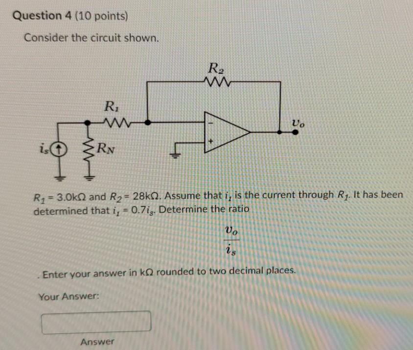 Solved Question 4 (10 points) Consider the circuit shown. R2 | Chegg.com