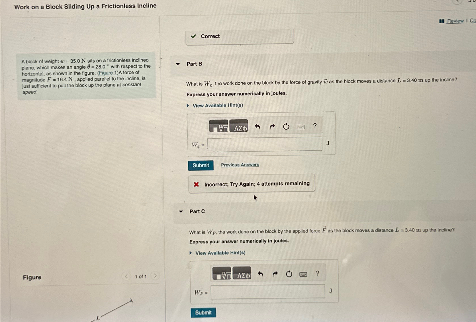 Solved Work on a Block Sliding Up a Frictionless | Chegg.com