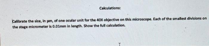 Solved Calibrate the size, in μm, of one ocular unit for the | Chegg.com