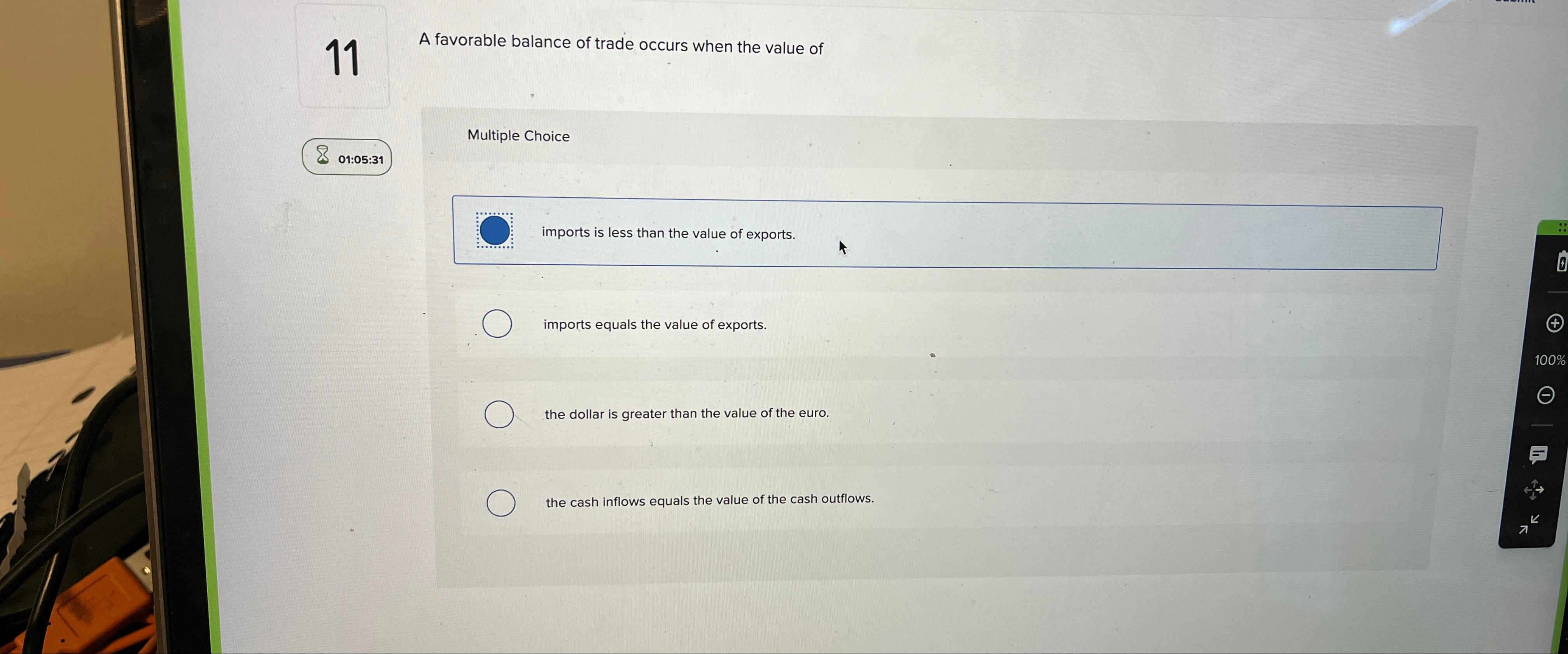 Solved 11A favorable balance of trade occurs when the value | Chegg.com