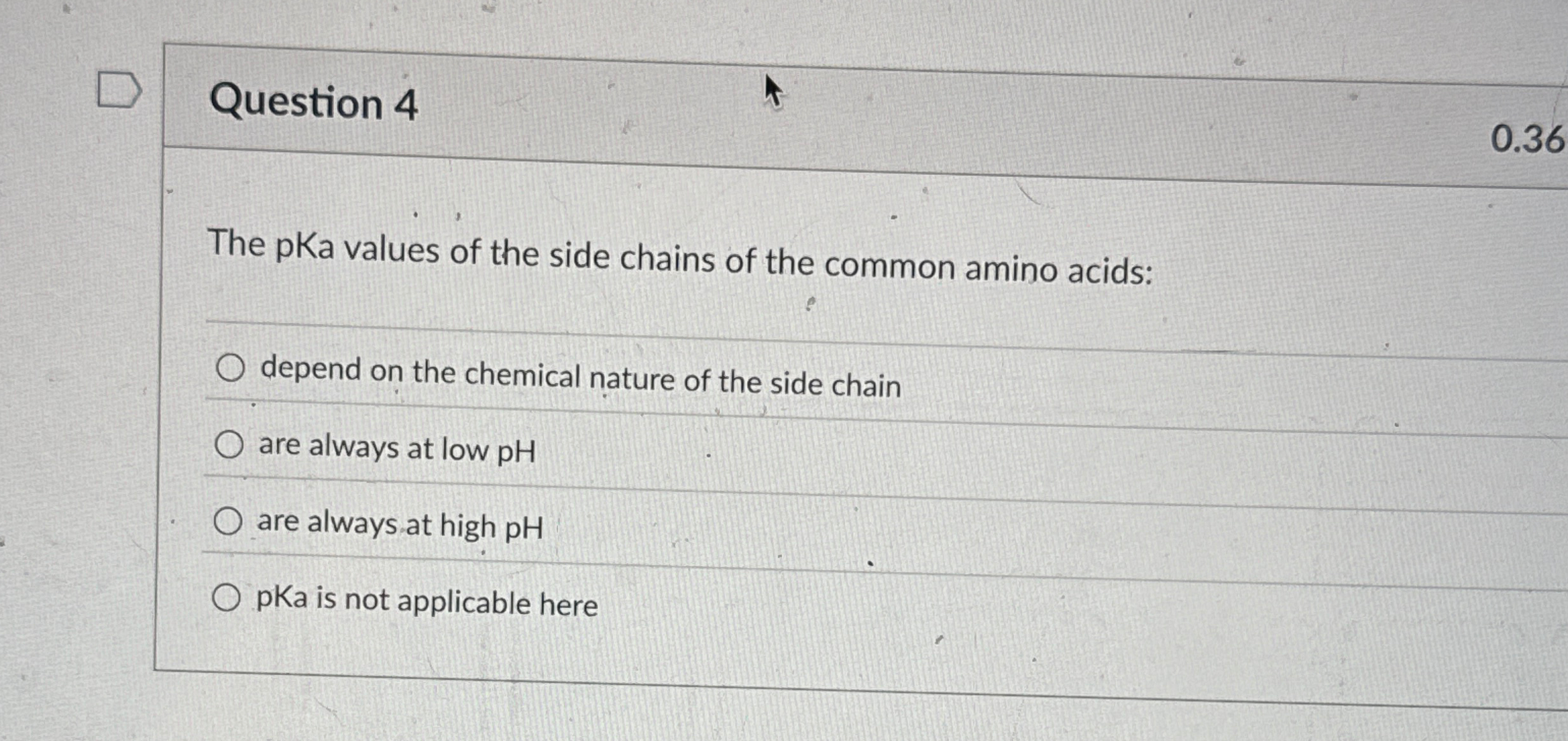Solved Question 4The pKa values of the side chains of the | Chegg.com