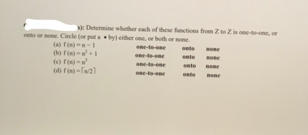 Solved s): Determine whether each of these functions from Z | Chegg.com
