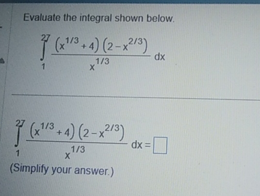 Solved Evaluate the integral shown | Chegg.com