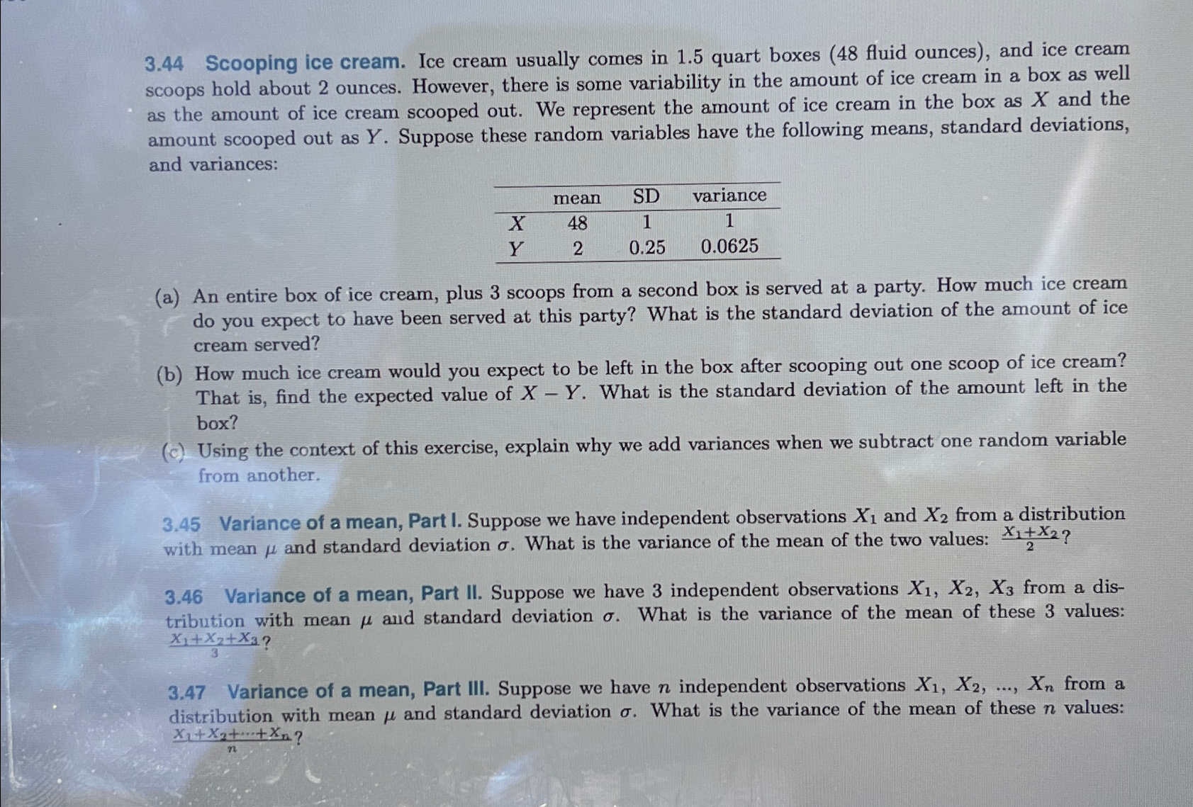 Solved 3.44 ﻿Scooping ice cream. Ice cream usually comes in | Chegg.com