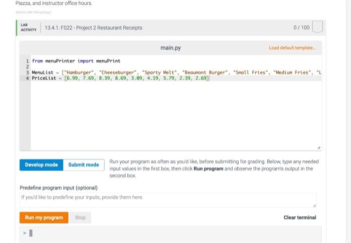 13.4 FS22 - Project 2 Restaurant Receipts Overview In | Chegg.com