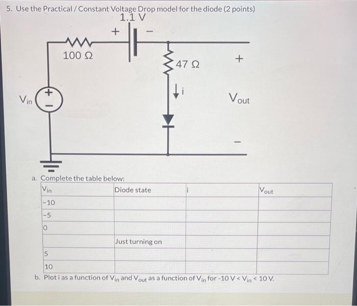 Solved 5. Use the Practical / Constant Voltage Drop model | Chegg.com