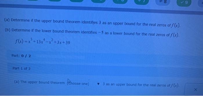 Solved F8 9 (a) Determine if the upper bound theorem | Chegg.com