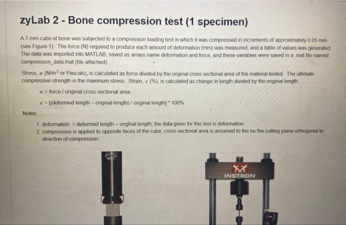 Solved zyLab 2 - Bone compression test (1 specimen) A 7 -mm | Chegg.com