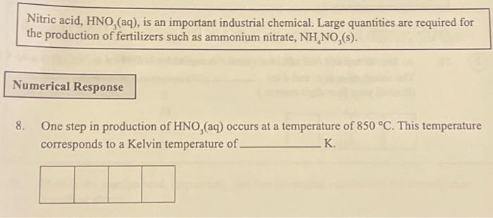 Solved Nitric acid, HNO3(aq), is an important industrial | Chegg.com